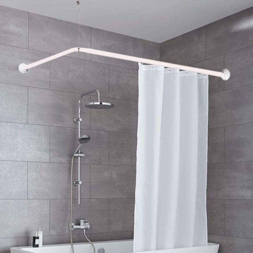 White Ceiling-mounted Adjustable Shower Rod Holder Shower Rod