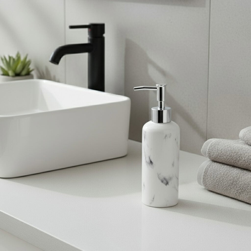 Oval Marble Effect Soap Dish Cup Dispenser