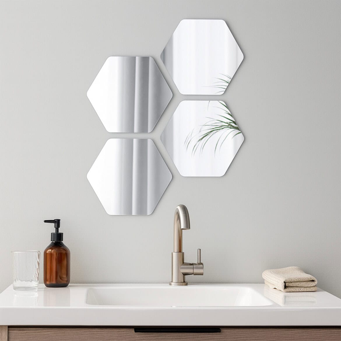 Small Decorative Wall Self Adhesive Shaped Mirrors - Set of 54099