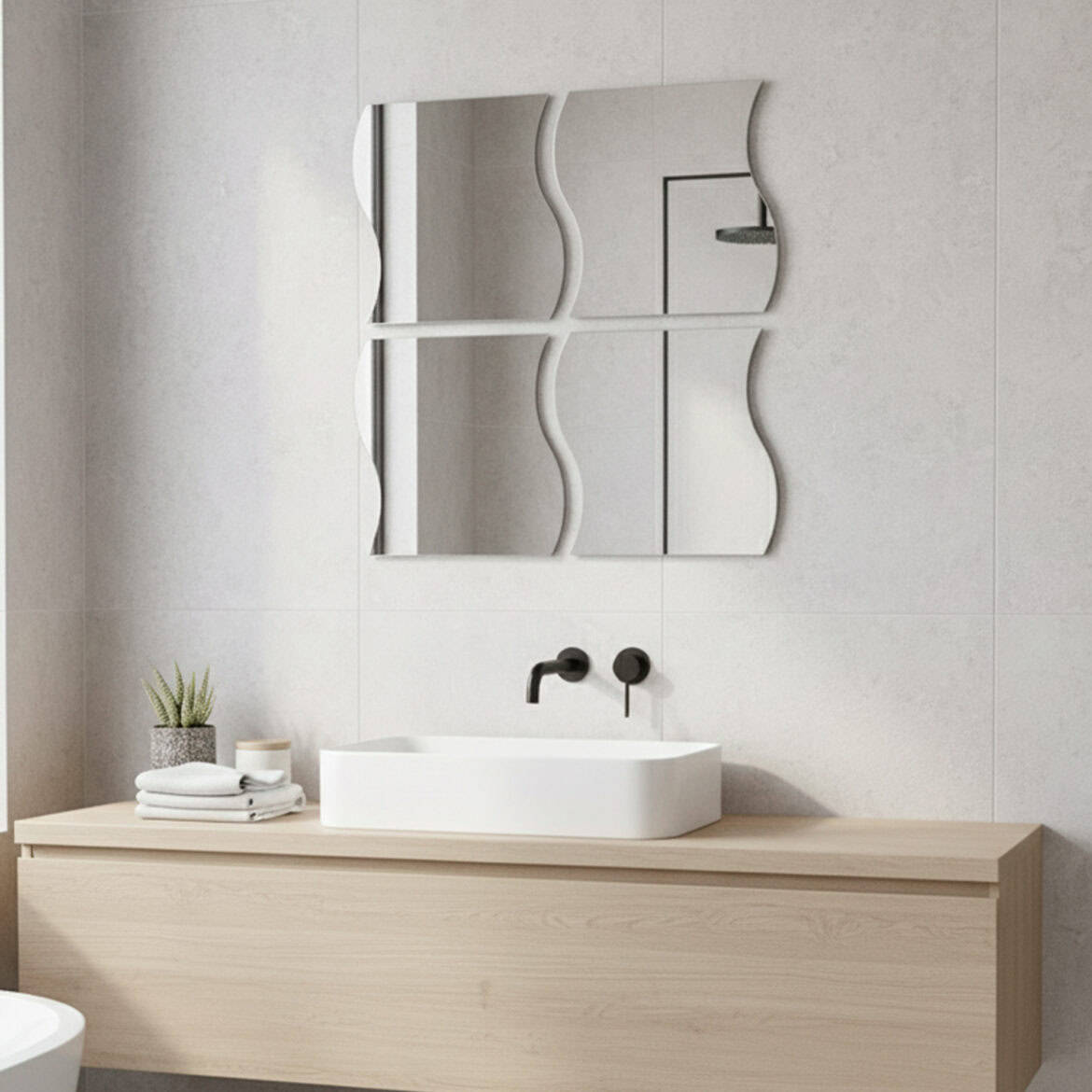 Small Decorative Wall Self Adhesive Shaped Mirrors - Set of 4
