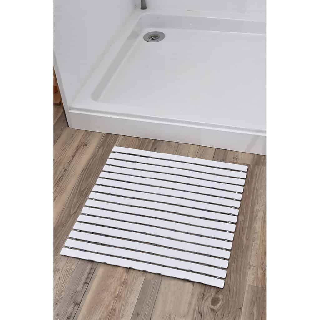 Bubbles Non-Slip Square Shower Mat Solid Taupe 20″L X 20″W