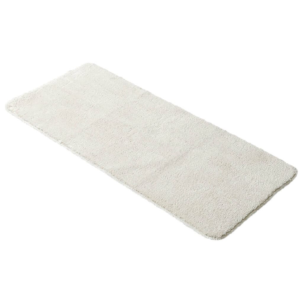 Off White Microfiber Polyester Double Sink Bath Mat Runner 48x20