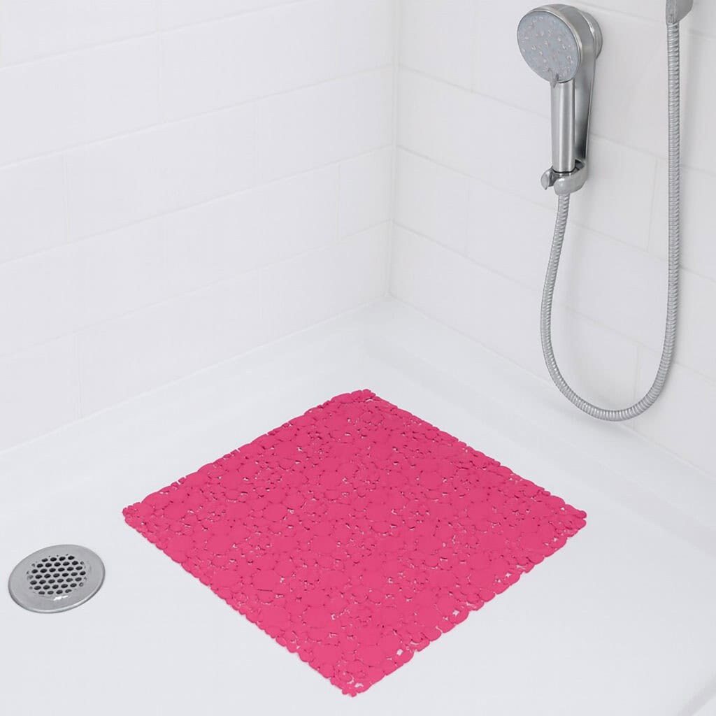 Bubbles Non-Slip Square Shower Mat Solid Peacock Blue 20″L X 20″W