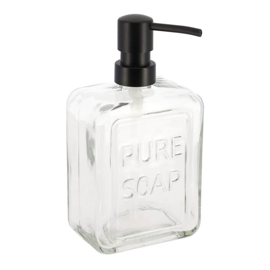 Clear Glass Soap Dispenser PURE SOAP 18 FL OZ