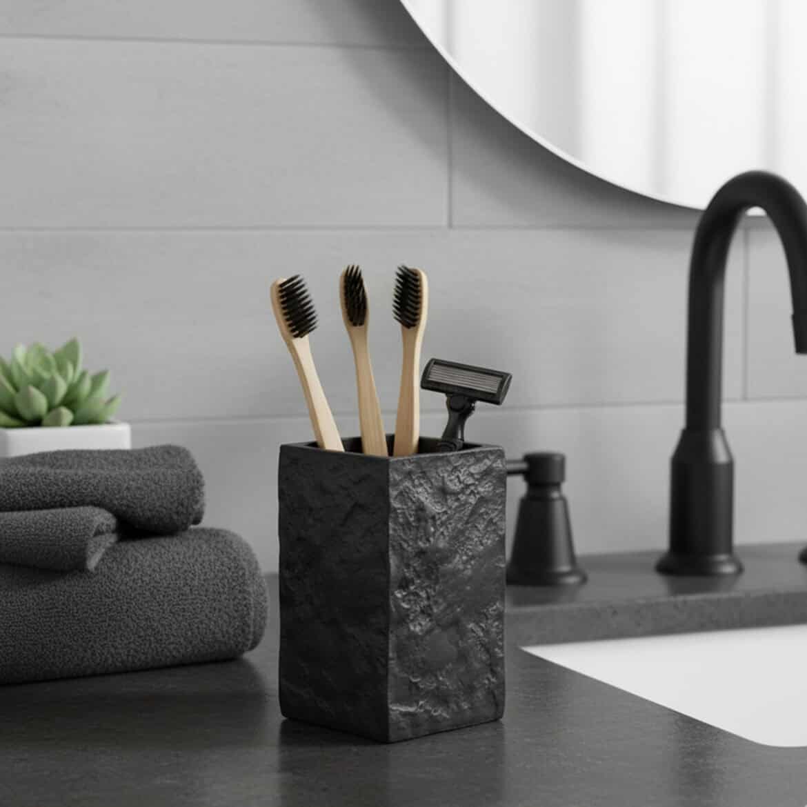 square tumbler cup black