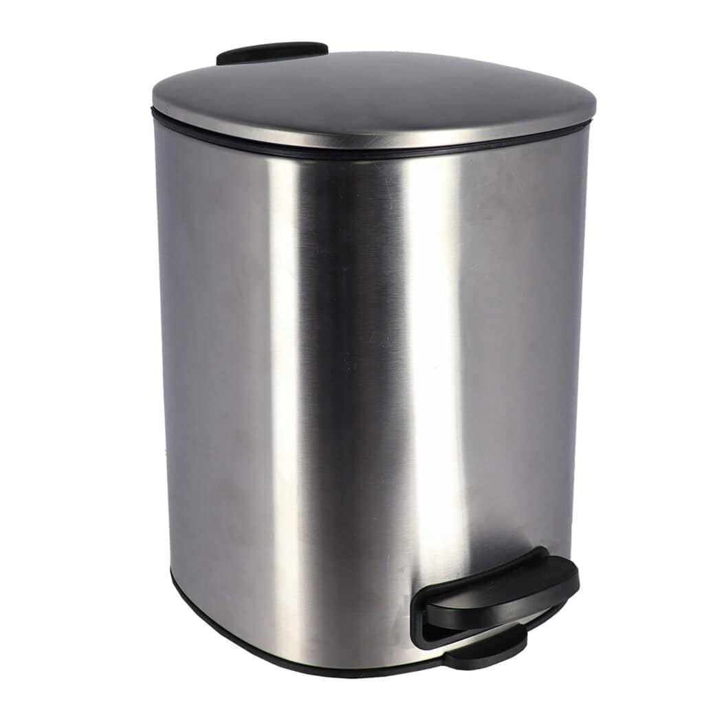 Chrome Garbage Can with Lid