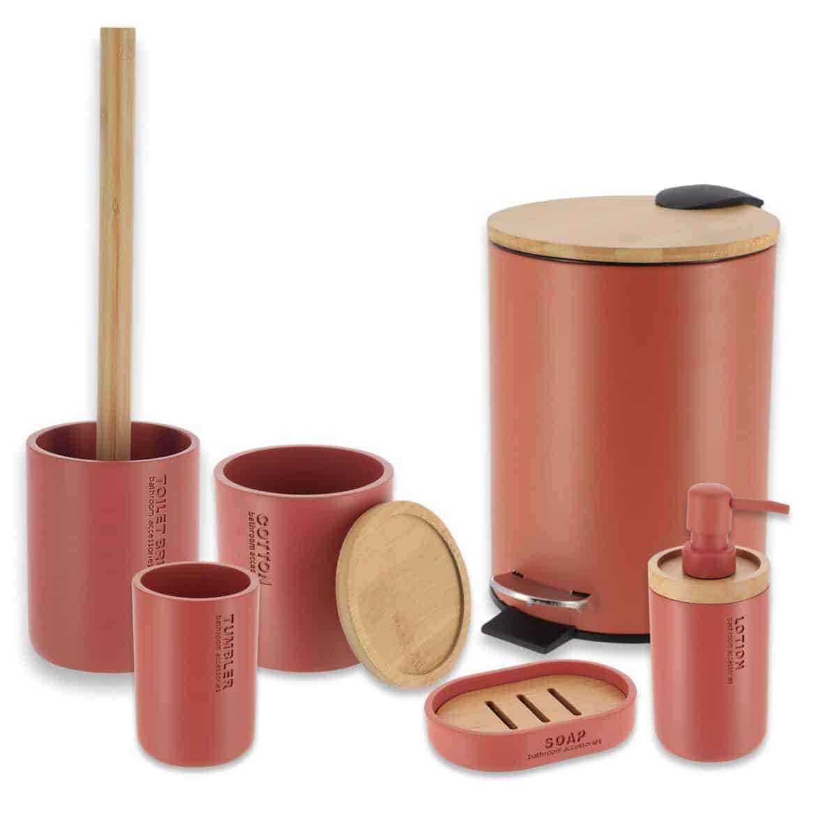 Complete 6-Piece Terracotta Bathroom Accessory Set